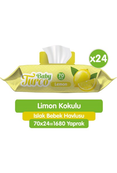 Baby Turco Limon Kokulu Islak Bebek Havlusu 24 x 70 Adet