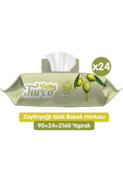 Baby Turco Zeytinyağlı Islak Bebek Havlusu 24 x 90 Adet Baby Turco Zeytinyağlı Islak Bebek Havlusu 24 x 90 Adet