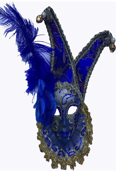 ERPA ToysShop Çıngıraklı Dekoratif Tüylü Seramik Maske Mavi Renk ERPA ToysShop Çıngıraklı Dekoratif Tüylü Seramik Maske Mavi Renk