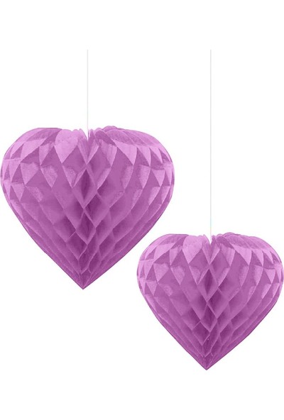 ERPA ToysShop Mor Renk Kalp Şekilli Petek Kağıt Süs Dekor Asma Süsleme 25 cm 1 Adet