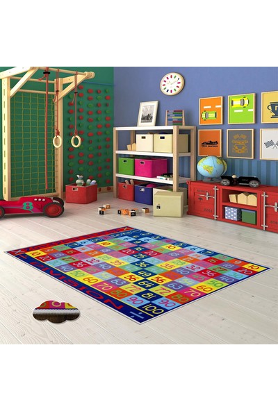 Homefesto Dekoratif Özel Tasarım Yıkanabilir Ince Leke Tutmaz Modern Eğlenceli Çocuk Halısı