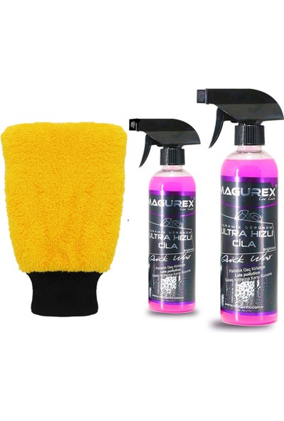 Magurex Ultra Hızlı Cila Islak - Kuru 2'li Set + Premium Wax Uygulama Eldiveni