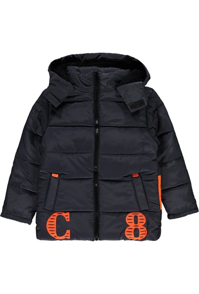Civil Boys Erkek Çocuk Kapüşonlu Mont 6-9 Yaş Füme