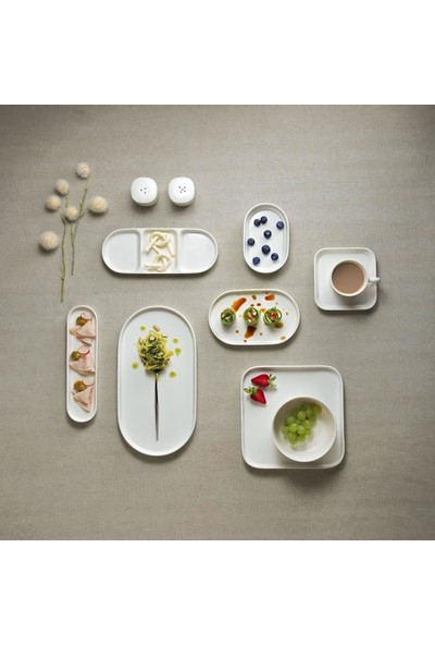 Schafer Nude Krem 38 Parça Kare Kahvaltı ve Yemek Takımı