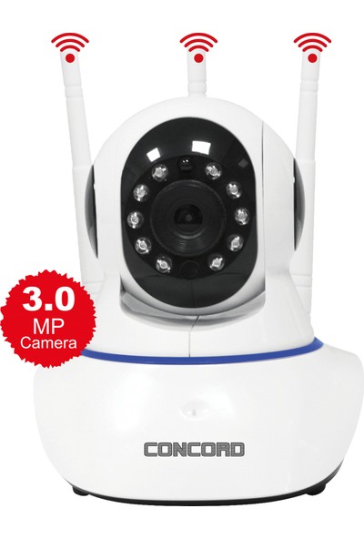 Concord C-630 3mp 360° 3 Antenli Haraket Sensörlü Bebek Wireless Ip Güvenlik Kamerası Concord C-630 3mp 360° 3 Antenli Haraket Sensörlü Bebek Wireless Ip Güvenlik Kamerası