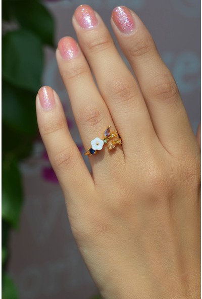 Sacce Scarves&Accessories Manolya Çiçekli Mor Beyaz Renkli Ayarlanabilir Yüzük Sacce Scarves&Accessories Manolya Çiçekli Mor Beyaz Renkli Ayarlanabilir Yüzük