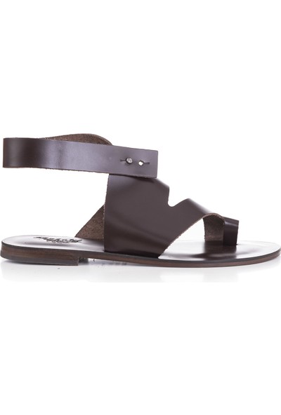 Daphne El Yapımı Deri Kahve Kadın Bodrum Sandaleti - Y2049
