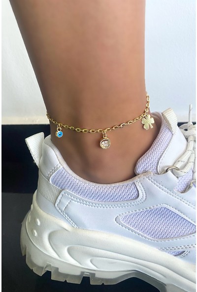 Takıştır Altın Renk Karışık Figürlü Zincir Halhal Takıştır Altın Renk Karışık Figürlü Zincir Halhal