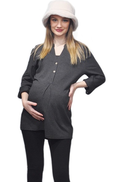 Merliyn Düğmeli Hamile Tunik MR-114