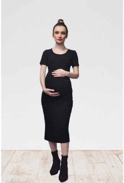 Merliyn Ön Drapeli Hamile Elbise MR-146