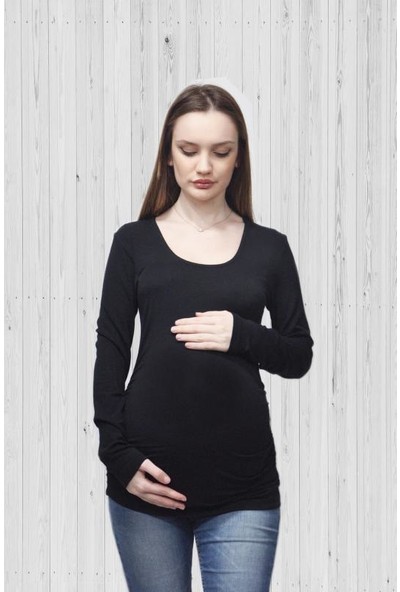Merliyn Uzun Kollu Büzgülü Hamile Tshirt Mr-26