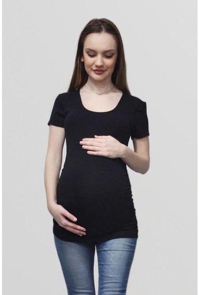 Merliyn Kısa Kollu Yanı Büzgülü Hamile Tshirt Mr-28