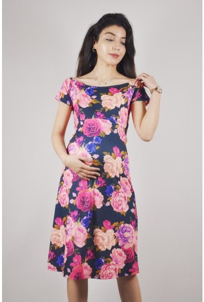 Merliyn Kayık Yaka Desenli Elbise MR-273