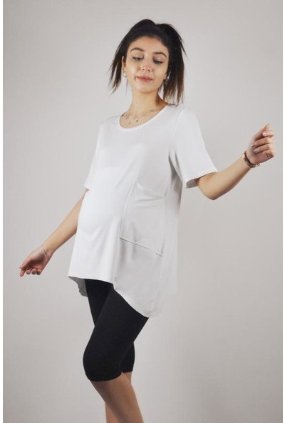 Merliyn Yuvarlak Yaka Cepli Tshirt MR-194