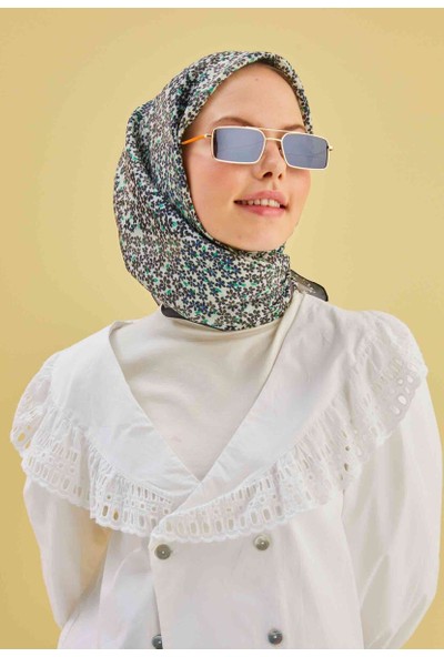 Fresh Scarfs Garden Desen Eşarp Siyah-Füme Fresh Scarfs Garden Desen Eşarp Siyah-Füme