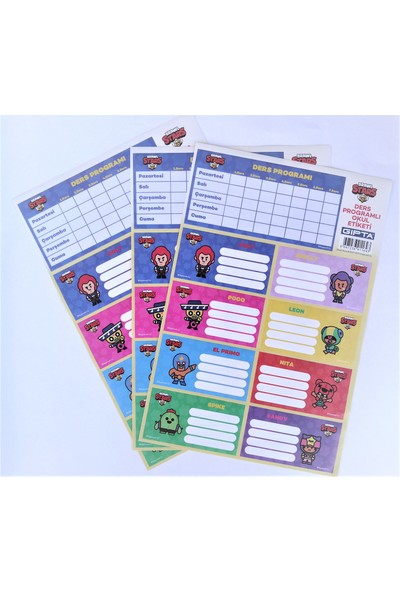 Gıpta Brawl Stars Ders Propramlı Okul Etiketi 3'lü