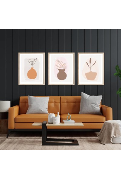 Munika Ahşap Çerçeveli Soyut Vazolar 3'lü Tablo Seti Munika Ahşap Çerçeveli Soyut Vazolar 3'lü Tablo Seti
