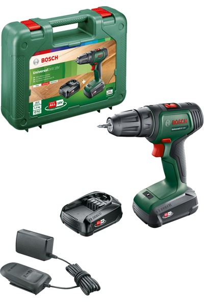 Bosch Universaldrill 18 (1,5AH, Çift Akü) Akülü Delme & Vidalama Makinesi Bosch Universaldrill 18 (1,5AH, Çift Akü) Akülü Delme & Vidalama Makinesi