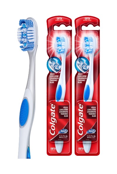 Colgate 360 Visible White Beyazlatıcı Orta Diş Fırçası x 2'li Colgate 360 Visible White Beyazlatıcı Orta Diş Fırçası x 2'li