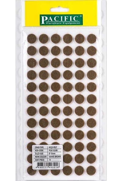 Pacific Kaydırmaz Keçe Yuv. 1plk=72 Ad Q-15 Kahve Pacific Kaydırmaz Keçe Yuv. 1plk=72 Ad Q-15 Kahve