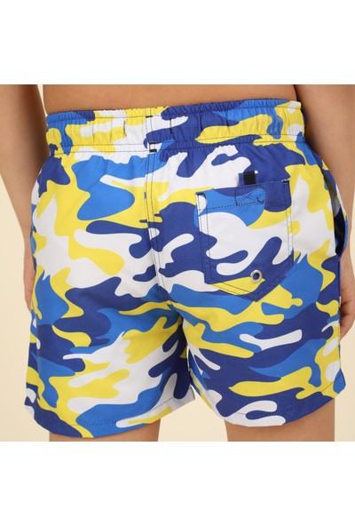 The Fons TF021CS Sarı Kamuflaj Desenli Erkek Çocuk Mayo Şort