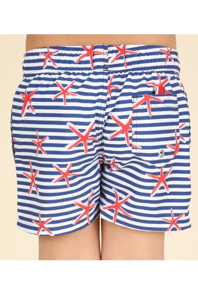 The Fons TF018 Cizgili Yıldız Desenli Erkek Çocuk Mayo Şort