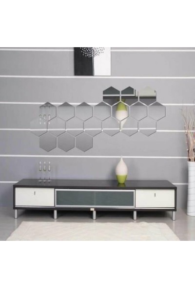 Mıgnatıs Bal Peteği Gümüş Dekoratif Altıgen 12'li Süs Akrilik Ayna 11X12,5CM Antre Duvar Pleksi Yapışkanlı Mıgnatıs Bal Peteği Gümüş Dekoratif Altıgen 12'li Süs Akrilik Ayna 11X12,5CM Antre Duvar Pleksi Yapışkanlı
