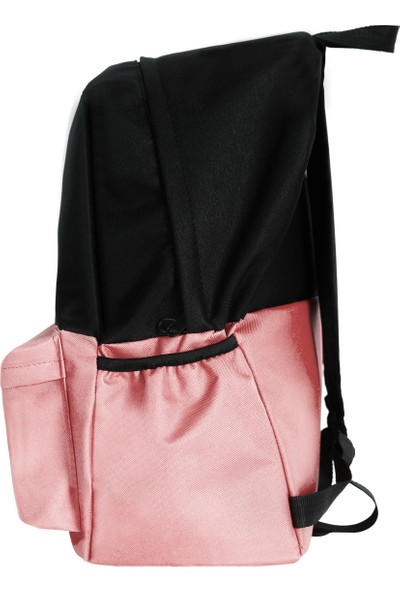 Kische Çift Renk Ineed You Okul Spor Çantası Siyah-Pudra