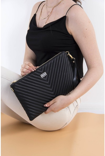 Silver & Polo Silver Polo Siyah Tek Bölmeli Kadın Portföy & Clutch SP1034