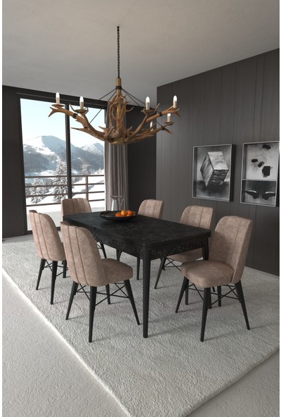 Gadahome Arven 6'lı Kelebek Masa Mdf Tabla