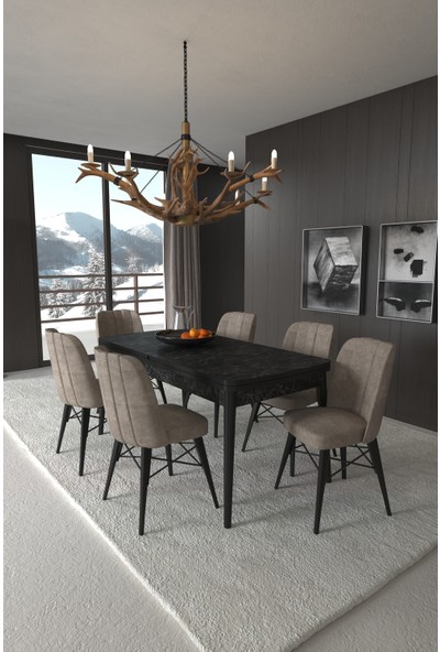 Gadahome Arven 6'lı Kelebek Masa Mdf Tabla