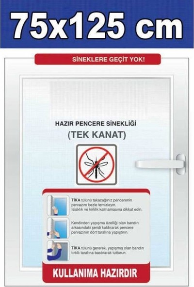 KAYRA Tek Kanat Hazır Sineklik 75 x 125 cm Pencere Sineklik 5 Adet