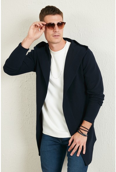 Buratti Slim Fit Kapüşonlu Pamuklu Örme Hırka Erkek Hırka 5896595