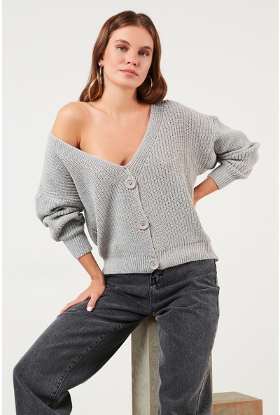 Lela Düğmeli V Yaka Örme Hırka Kadın HIRKA 6071294