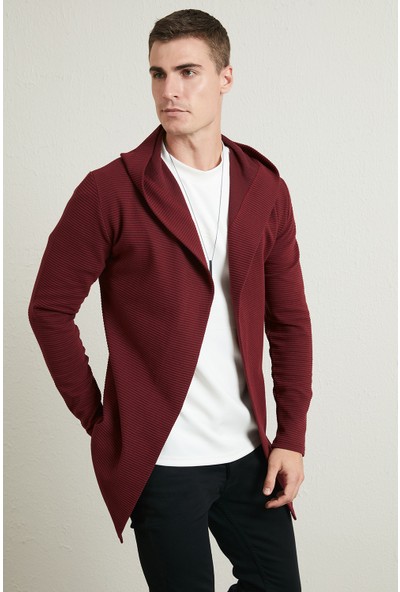 Buratti Slim Fit Kapüşonlu Pamuklu Örme Hırka Erkek Hırka 5896595