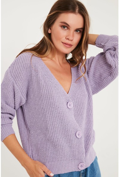 Lela Düğmeli V Yaka Örme Hırka Kadın HIRKA 6071294