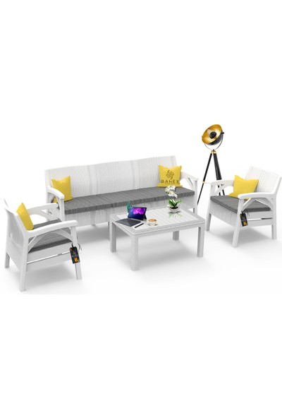 Bahex Violet Rattan 5 Kişilik Oturma Grubu Minderli & Camlı Sehpalı Takım Bahex Violet Rattan 5 Kişilik Oturma Grubu Minderli & Camlı Sehpalı Takım