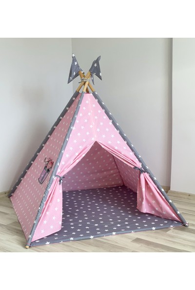 Gökmen Tekstil Lüx Oyun Çadırı Pembe Yıldızlı