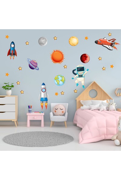 Çok İndirimli Uzayda Astronot Uzay Mekiği Gezegenler ve Yıldızlar Duvar Sticker Çok İndirimli Uzayda Astronot Uzay Mekiği Gezegenler ve Yıldızlar Duvar Sticker