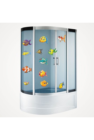 Çok İndirimli Sevimli Balıklar Duşakabin ve Banyo Sticker
