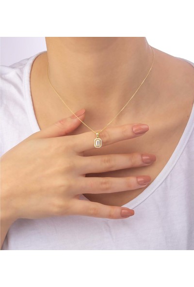 Feays 8 Ayar Baget Taşlı Altın Kolye