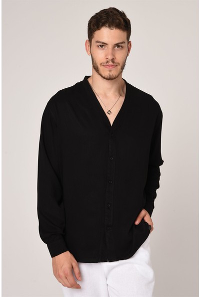Antioch Men Siyah V Yaka Uzun Kollu Gömlek Antioch Men Siyah V Yaka Uzun Kollu Gömlek