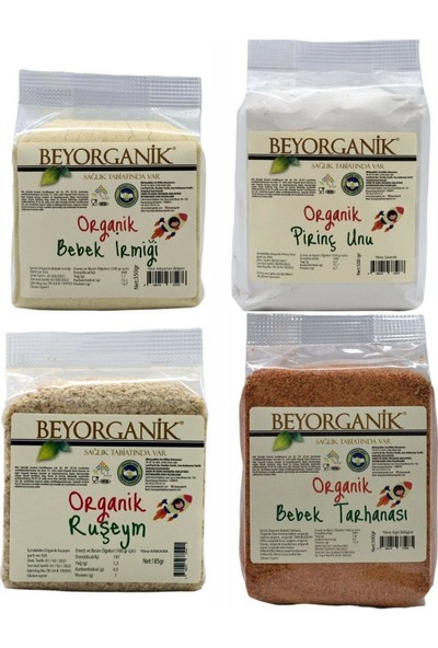 Beyorganik Bebek Tarhanası 500Gr + Bebek Irmiği 350Gr + Ruşeym 185Gr +Pirinç Unu 500Gr 4'lü Paket Beyorganik Bebek Tarhanası 500Gr + Bebek Irmiği 350Gr + Ruşeym 185Gr +Pirinç Unu 500Gr 4'lü Paket