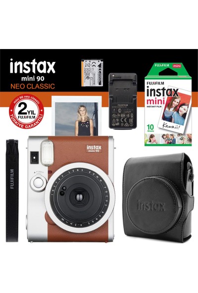 Instax Neo 90 Classic Kahverengi Fotoğraf Makinesi ve Hediye Seti