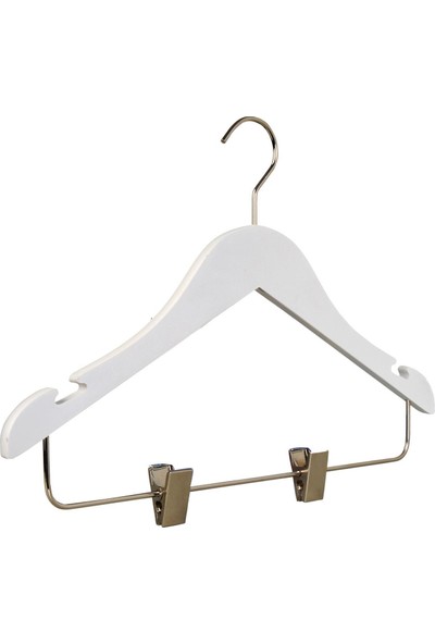 Nyn Ahşap 3-7 Yaş Mandallı Çocuk Askısı Beyaz Renk 6 Adet