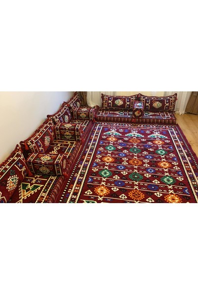 Coton Bordo Belkıs Desenli Şark Köşesi Minderi Ikili Sedir 200 x 300 cm Kilim Takımı Konsept 14 Parça Coton Bordo Belkıs Desenli Şark Köşesi Minderi Ikili Sedir 200 x 300 cm Kilim Takımı Konsept 14 Parça
