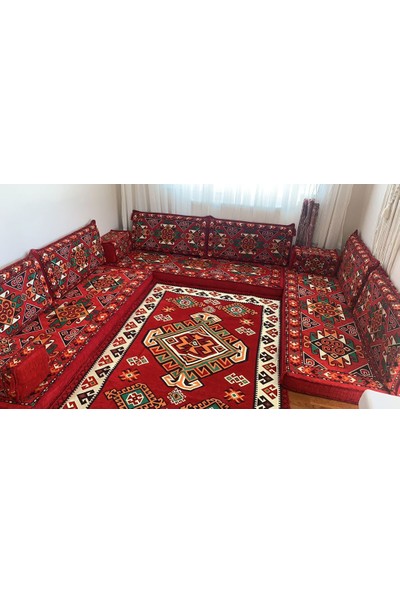 Coton Osmanlı Desenli Şark Köşesi Sedir Minderi 160 x 240 cm Kilim Takımı Konsept Kırmızı 13 Parça Coton Osmanlı Desenli Şark Köşesi Sedir Minderi 160 x 240 cm Kilim Takımı Konsept Kırmızı 13 Parça