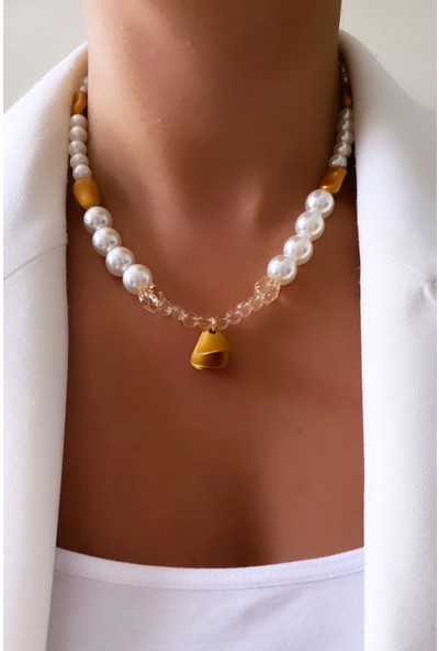 IM Design Kristal Detaylı Inci Kolye IM Design Kristal Detaylı Inci Kolye