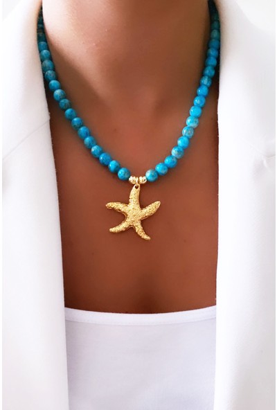 IM Design Gold Yıldız Uçlu Cam Boncuk Kolye