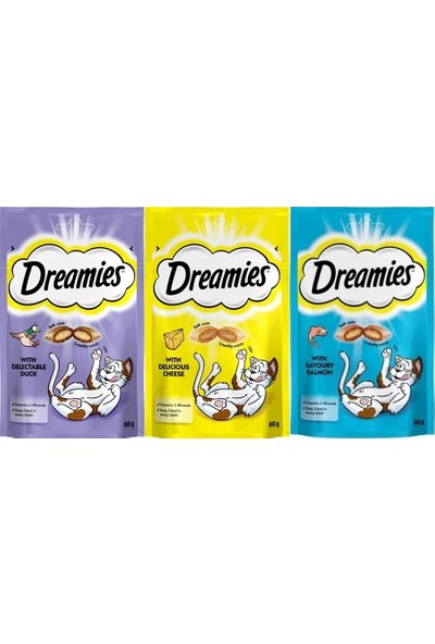 Dreamies Kedi Ödül Maması 60 gr 3 Adet Ördek-Peynir-Somon Dreamies Kedi Ödül Maması 60 gr 3 Adet Ördek-Peynir-Somon